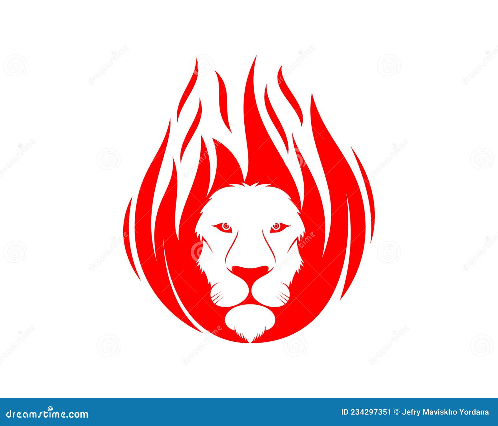 Lion Head with Fire Flame Shape Stock Vector - Illustration of wild ...
