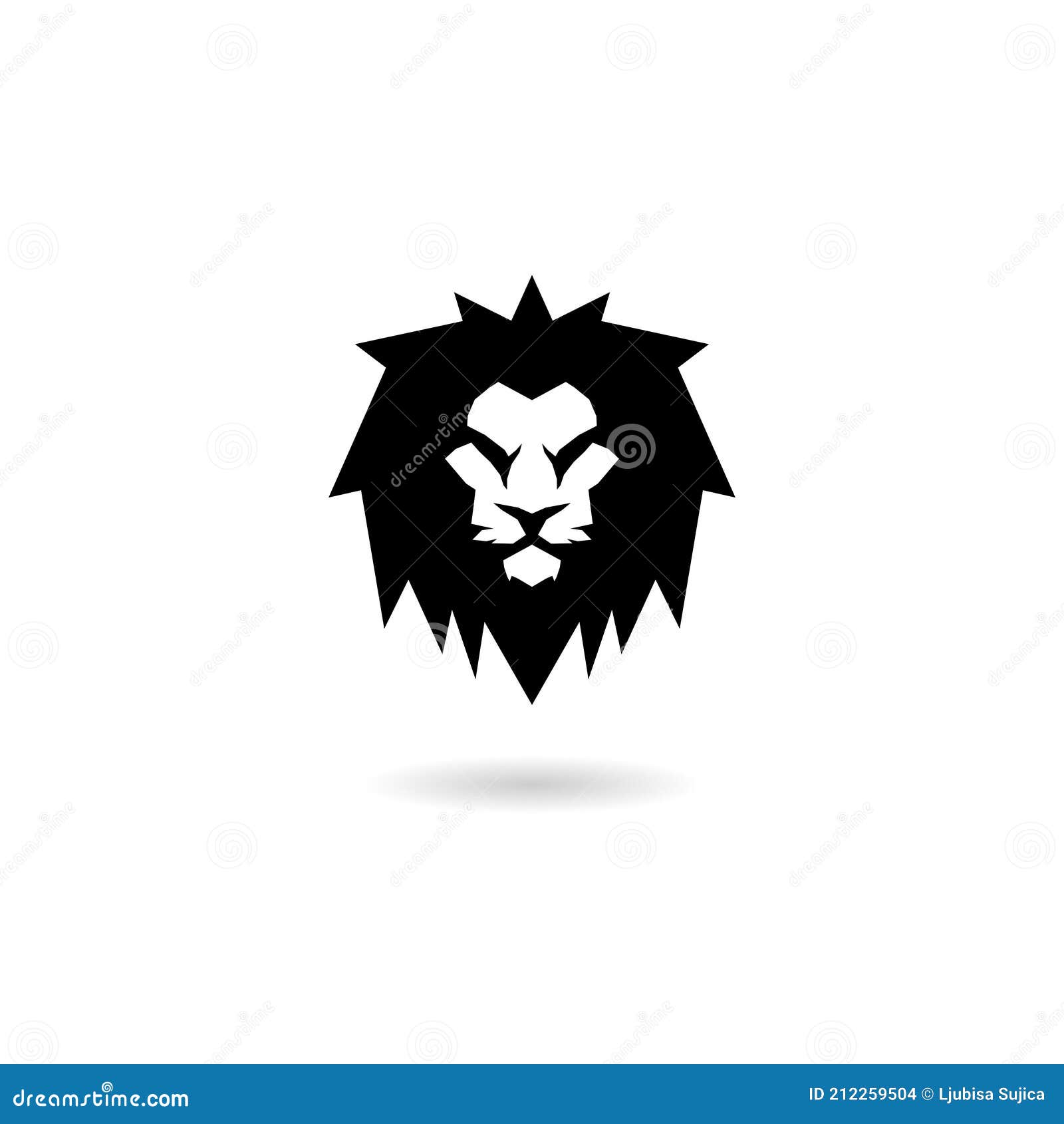 Lion head icon with shadow stock vector. Illustration of black - 212259504