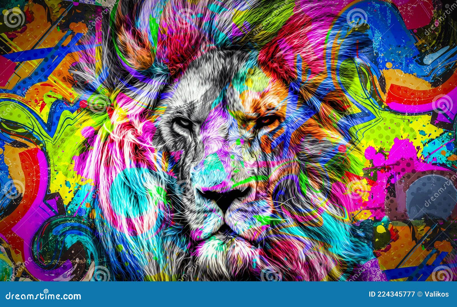 Lion Head Illustration Color Art Stock Image - Image of black, jungle ...