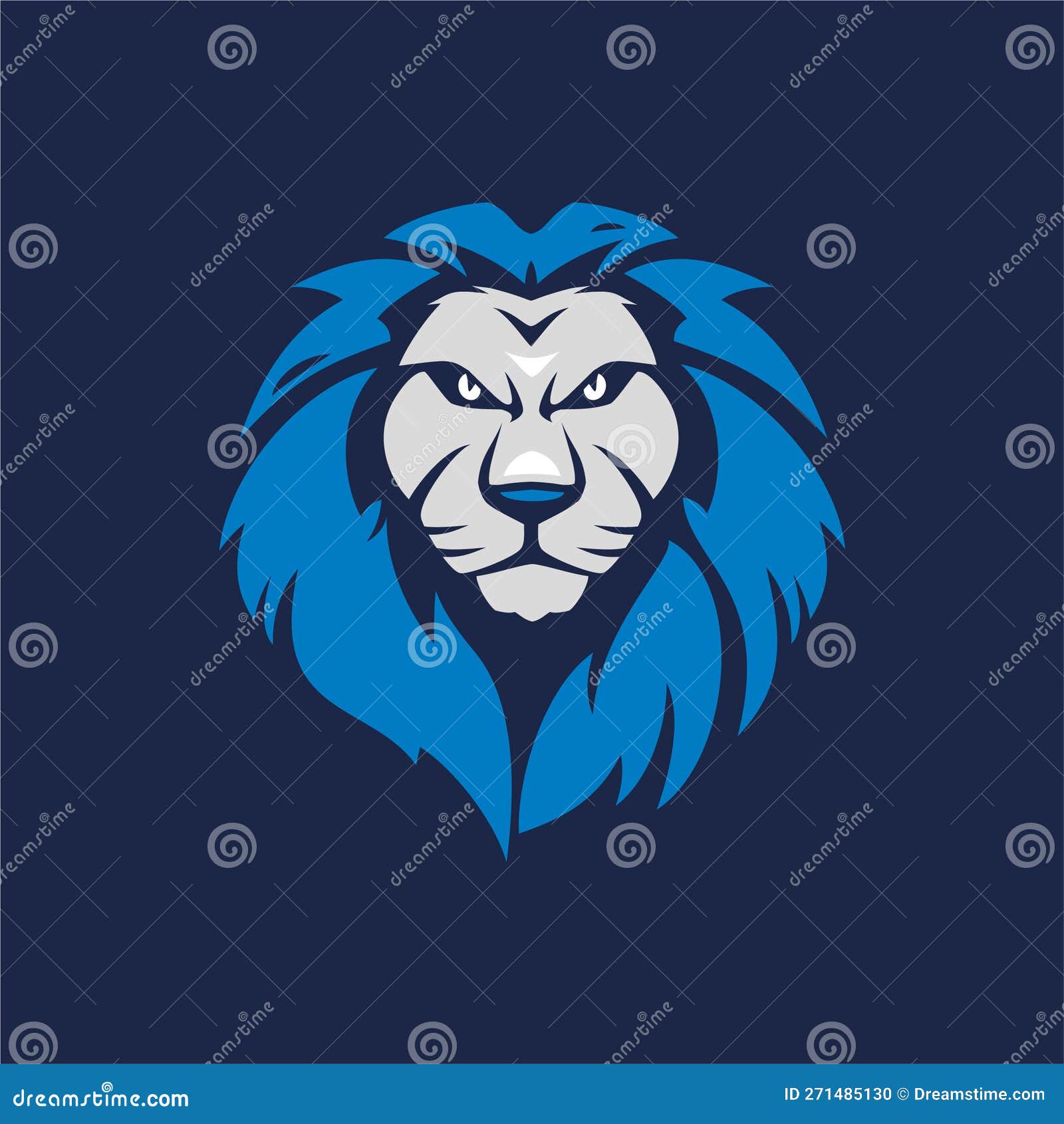 Lion Head Logo Blue Background Stock Vector - Illustration of blue ...