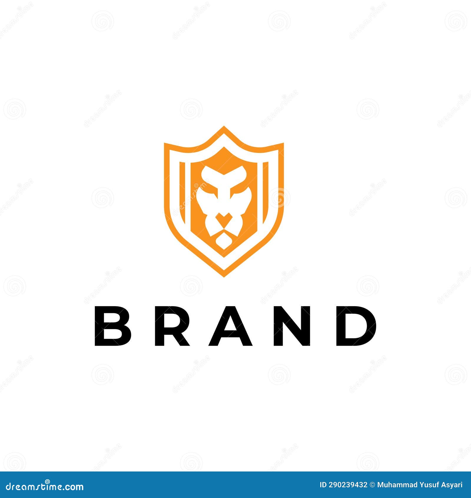 Orange Lion Head Logo Combined with a Shield Stock Illustration ...