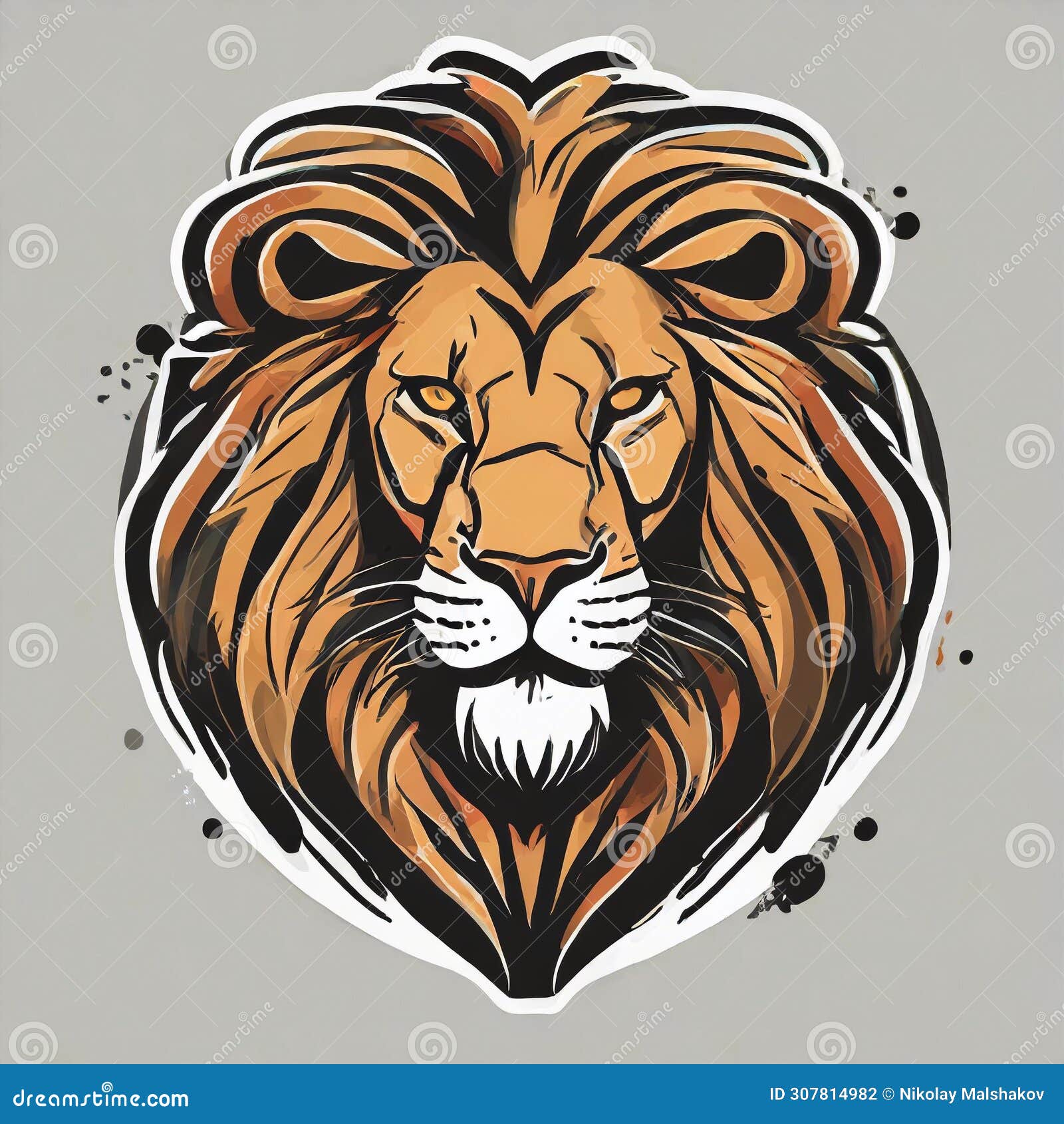 Lion Head Logo, 2d Flat Illustration, Drawing Cartoon for Design. Stock ...
