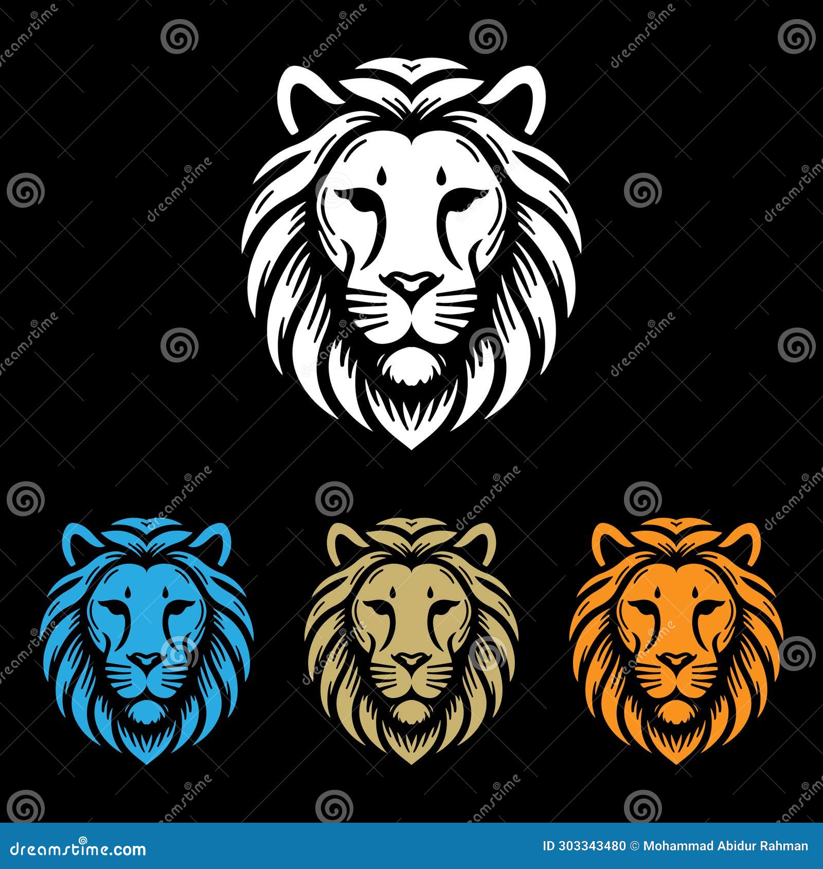 Lion Head Logo Vector Set, Lion Face Logo Vector Stock Vector ...
