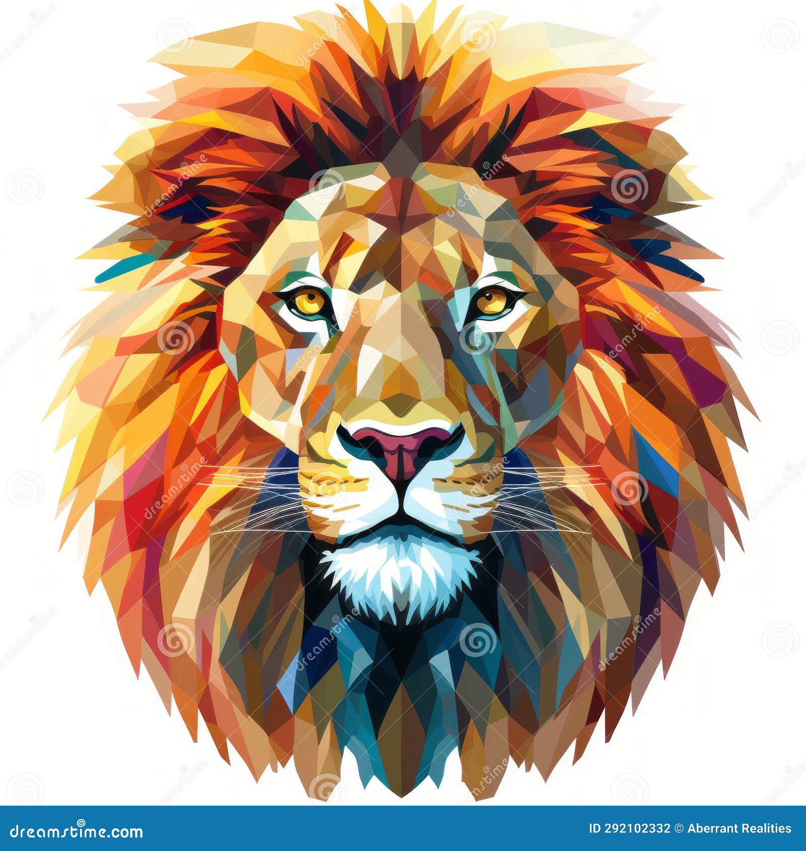 The Lion Head is Made Up of Geometric Shapes Stock Illustration ...