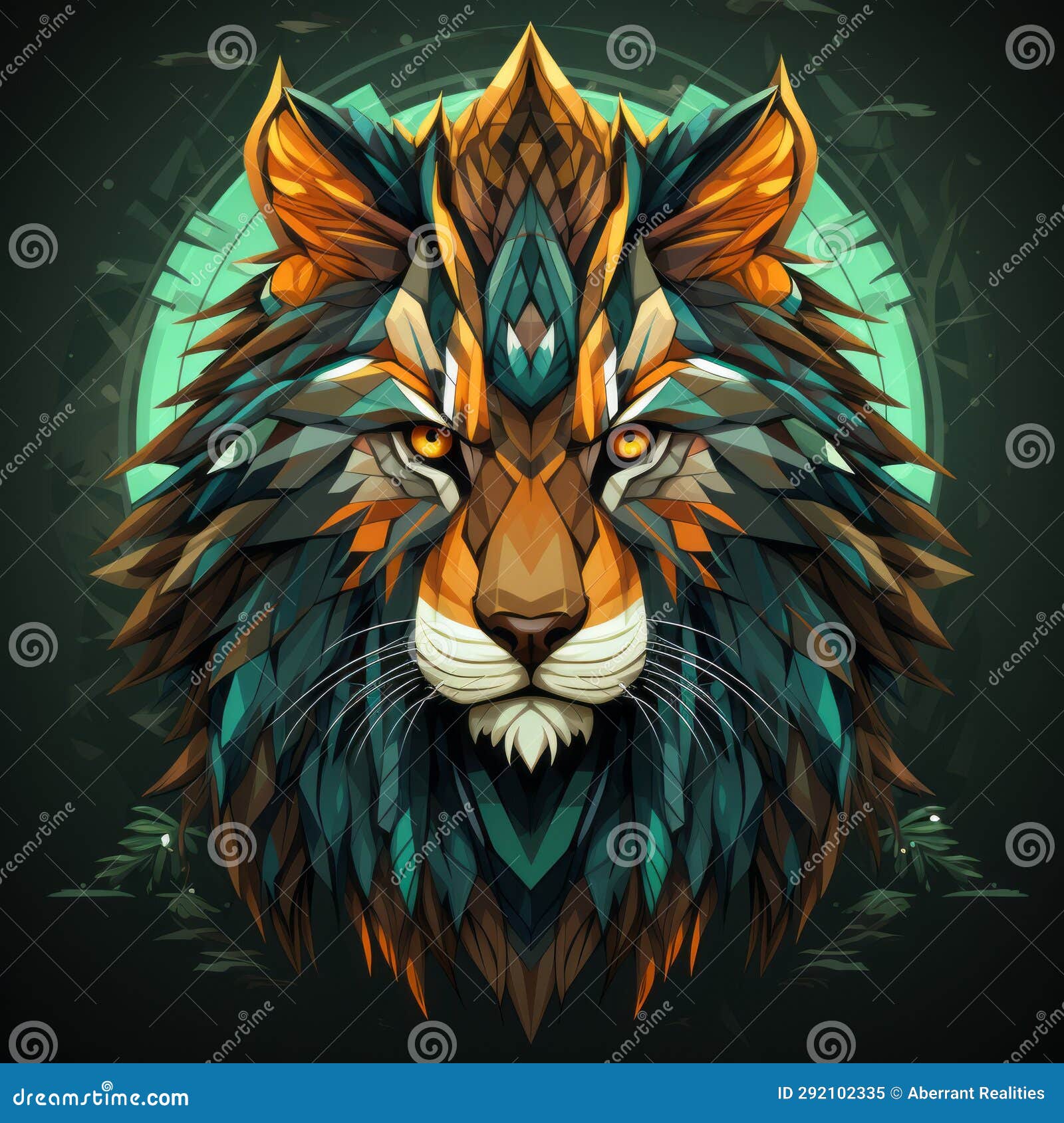 The Lion Head is Made Up of Geometric Shapes Stock Illustration ...