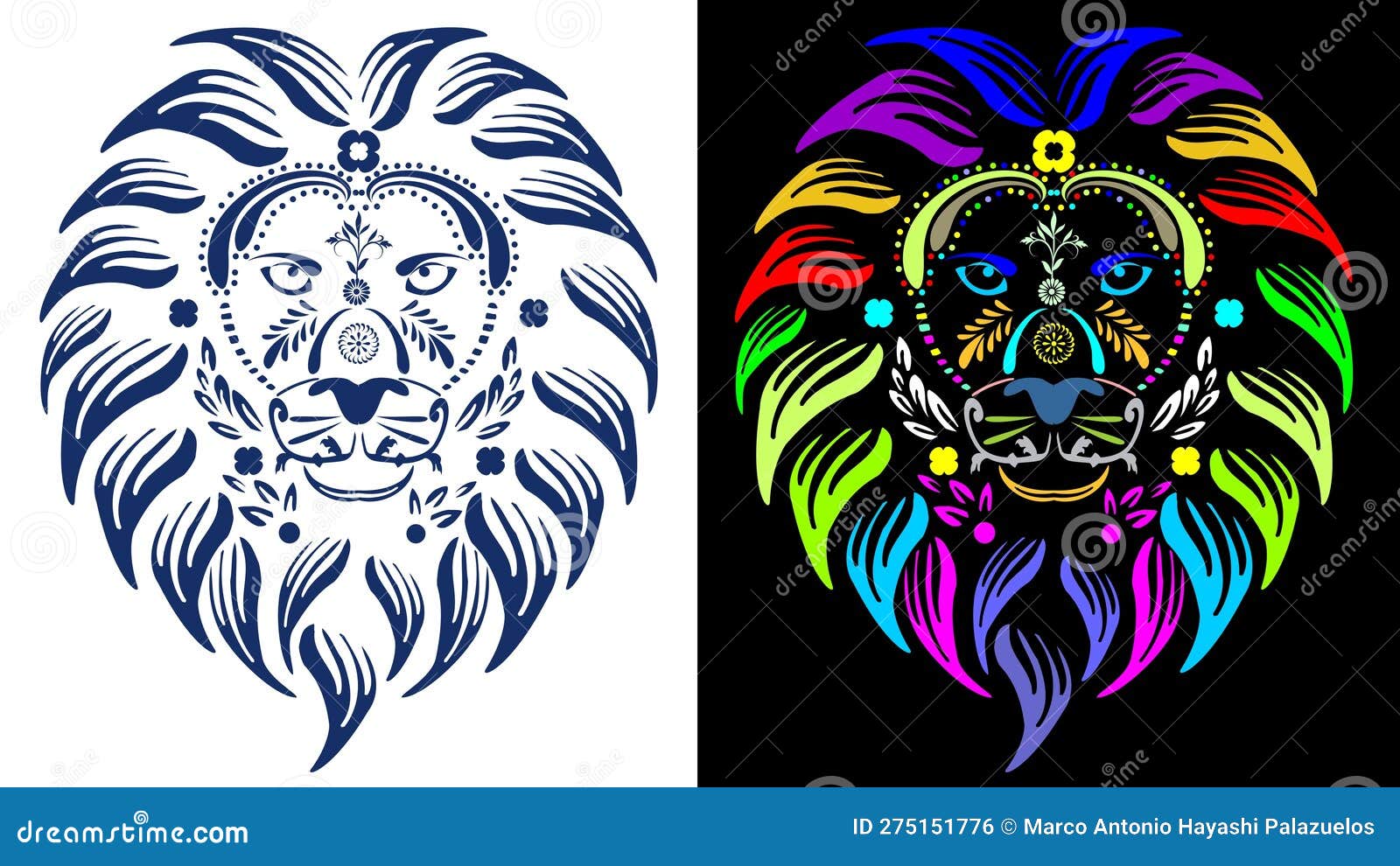 Lion Head Mexican Huichol Art Illustration Pack Collection Stock Vector ...