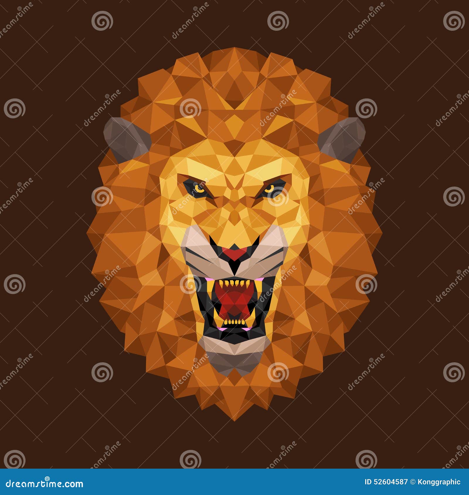 Lion Head Polygon Geometric, Vector Illustration Stock Vector ...