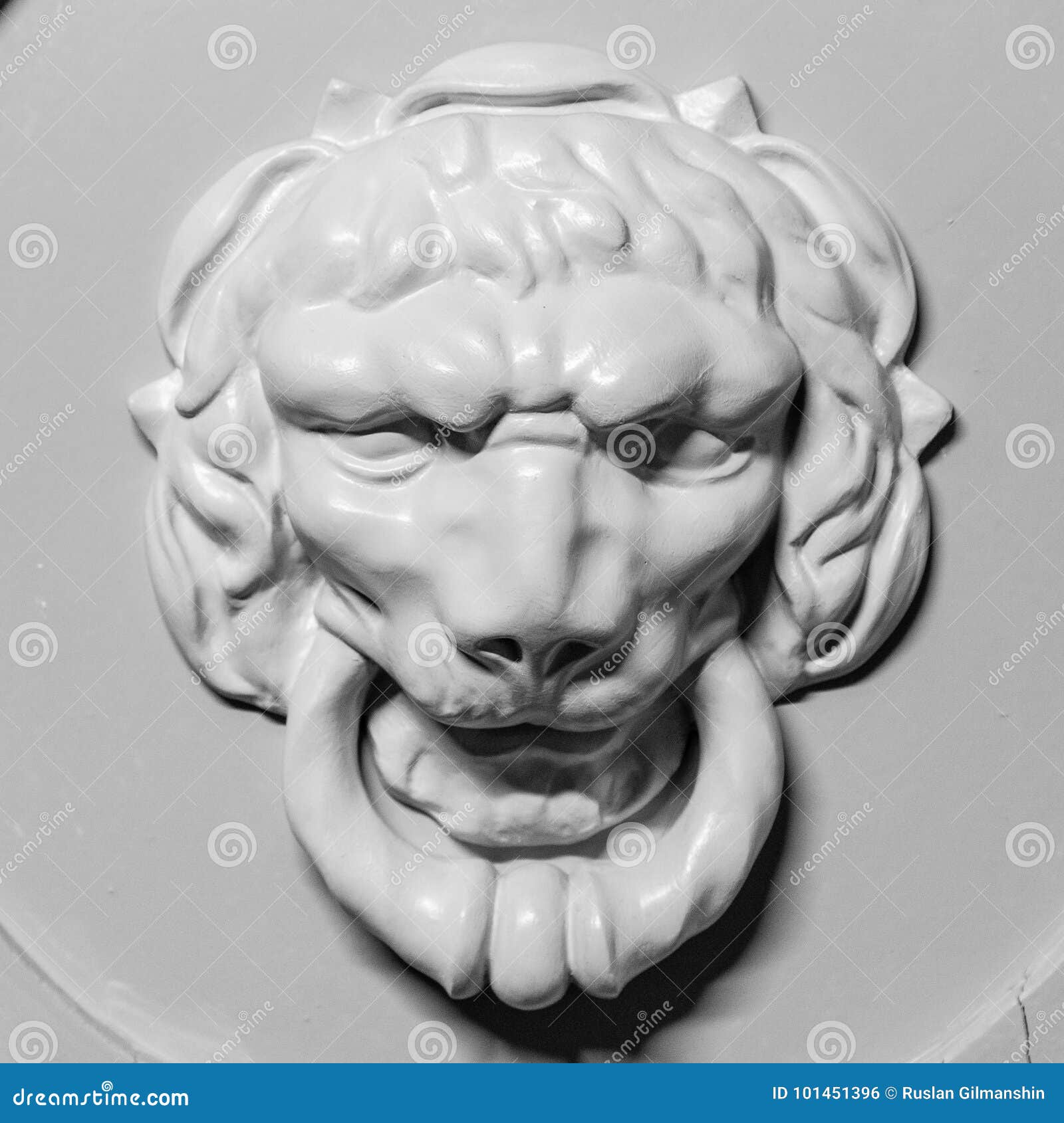 Lion Head Relief on the Facade Stock Photo - Image of marble ...