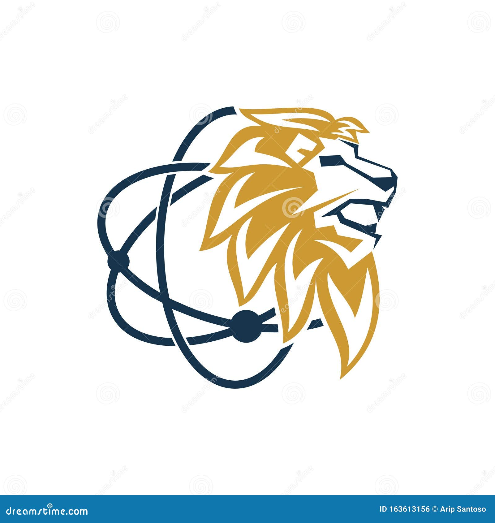 Lion Head Science Logo Design Symbol Illustration Isolated Stock Vector ...