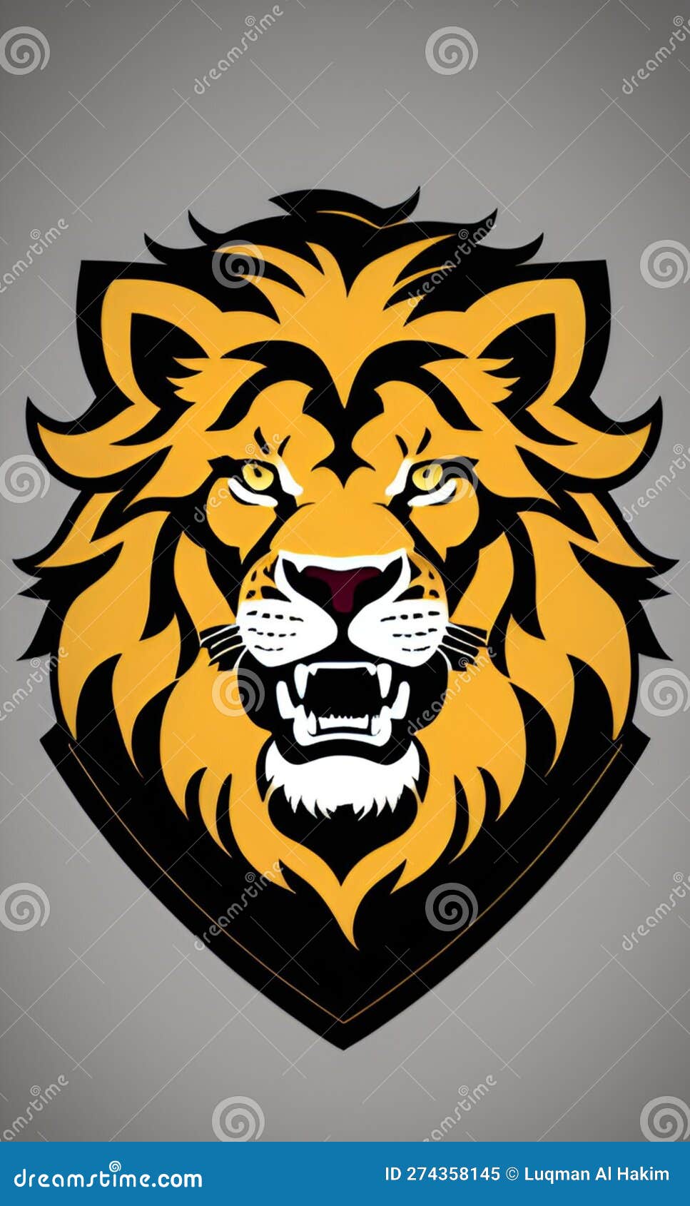 Lion Head with Shield in Vector Illustration Stock Illustration ...