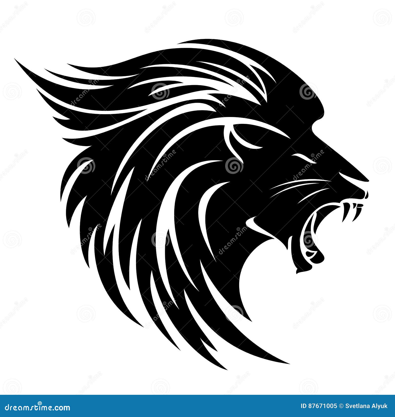 Lion head side view design stock vector. Illustration of mane - 87671005