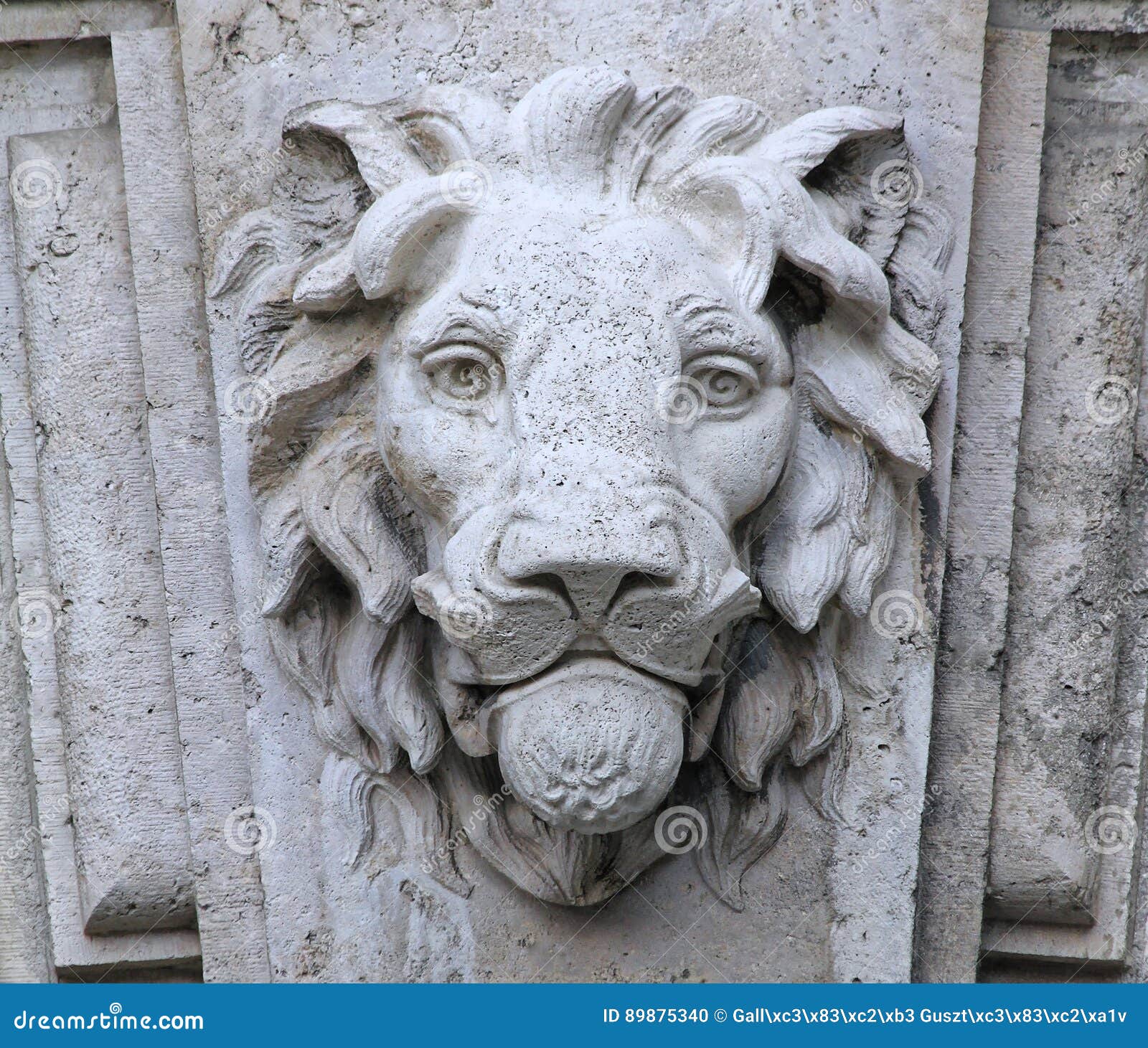 Lion head statue2 stock photo. Image of detail, carving - 89875340