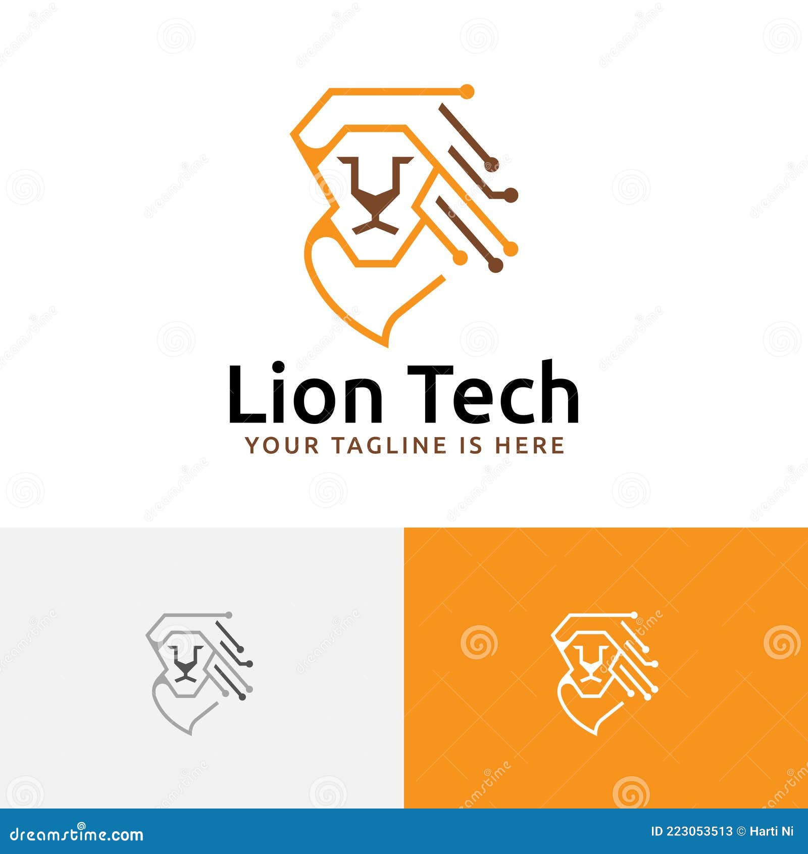 Lion Head Technology Computer Internet Circuit Logo Stock Vector ...