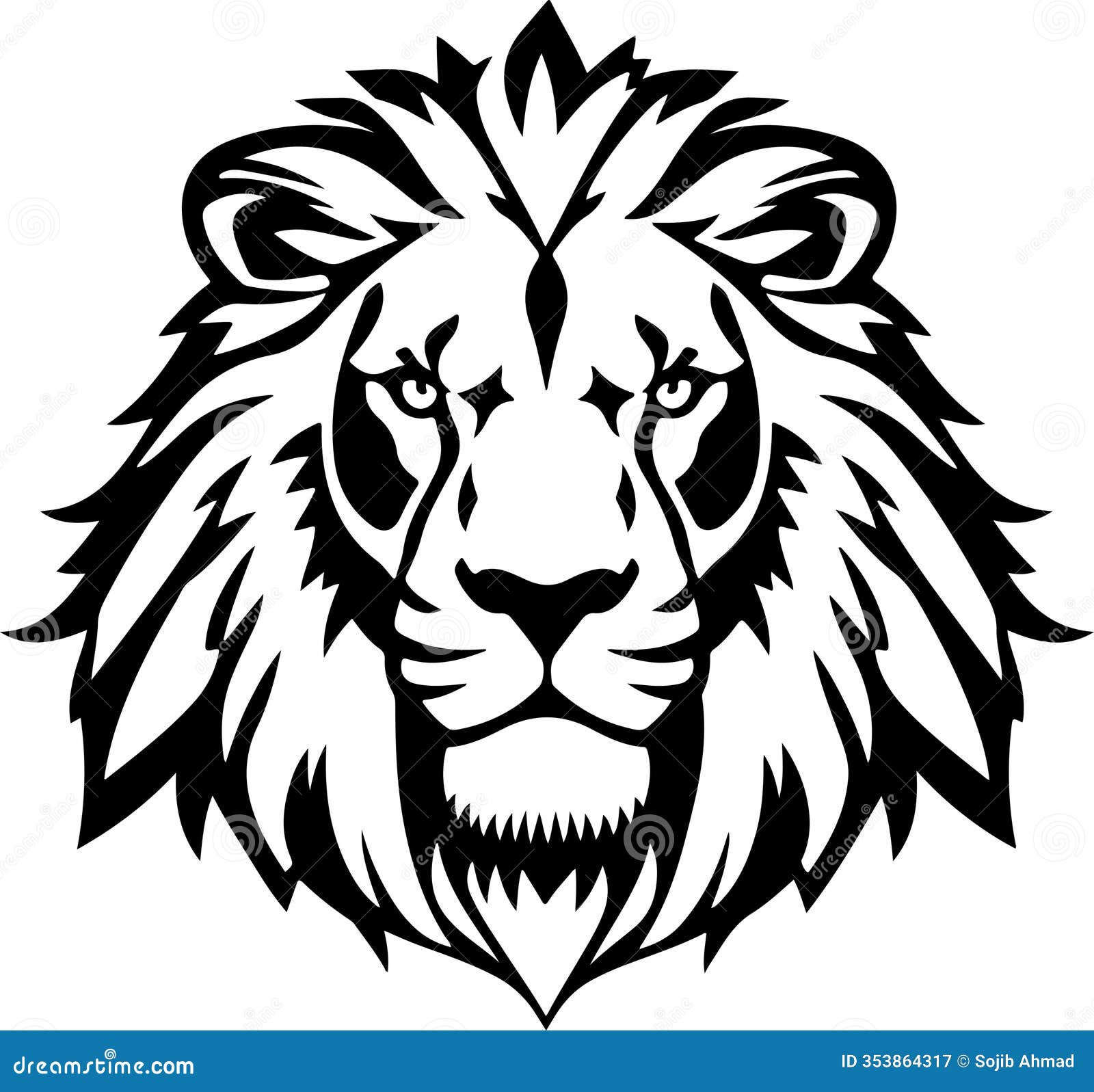 A lion head vector art stock vector. Illustration of drawing - 353864317