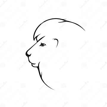 Lion Head. Vector Lion Icon in Side View Stock Vector - Illustration of ...
