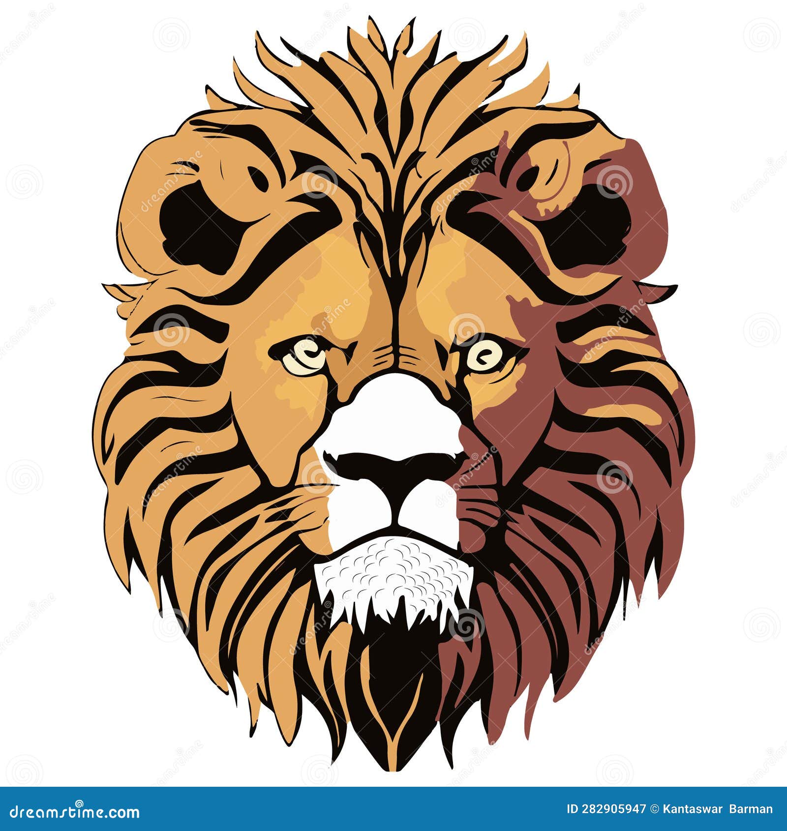 A Lion Head with White Background. Stock Vector - Illustration of ...