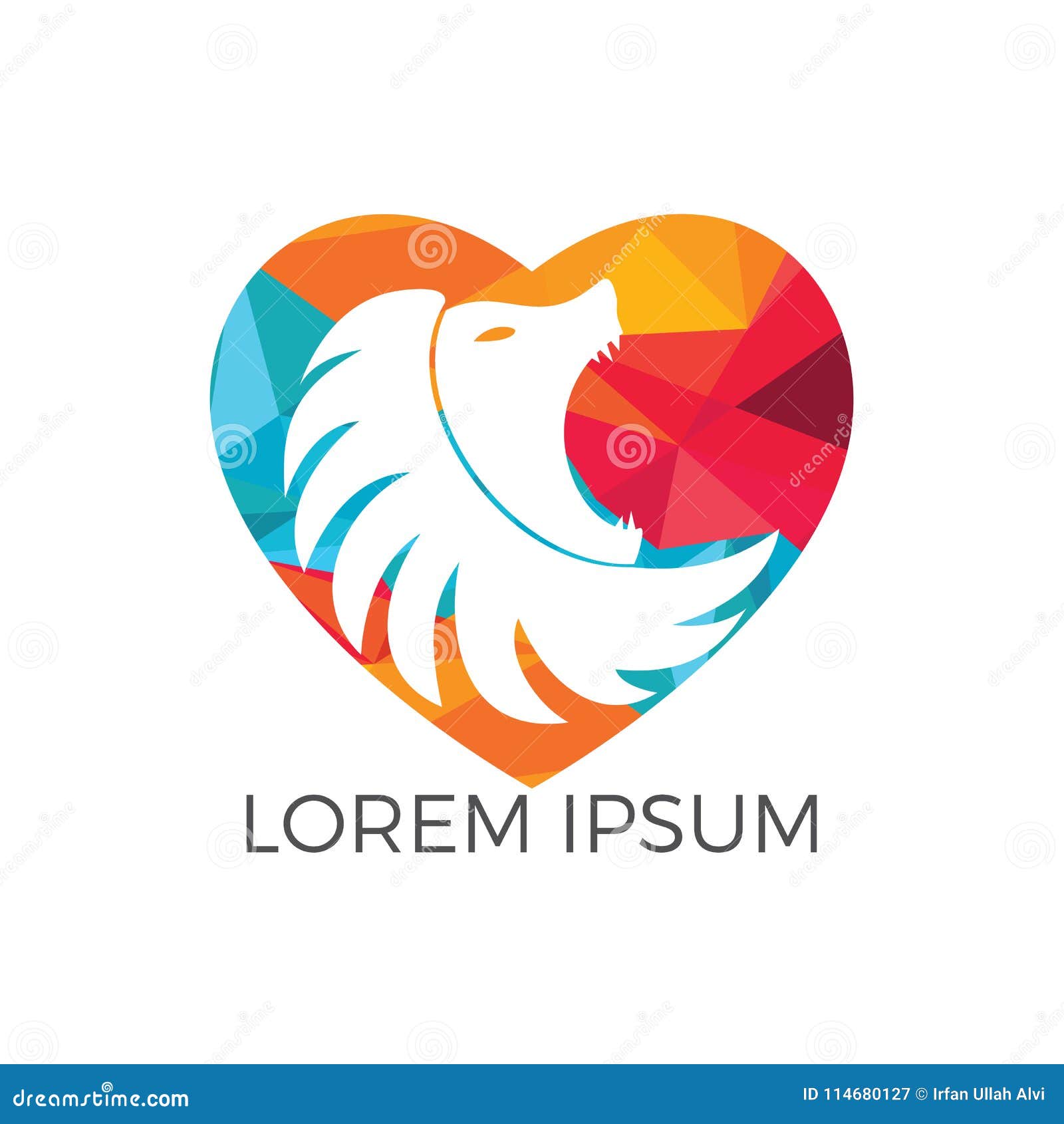 Lion Heart Shape Logo Vector. Stock Vector - Illustration of shape ...