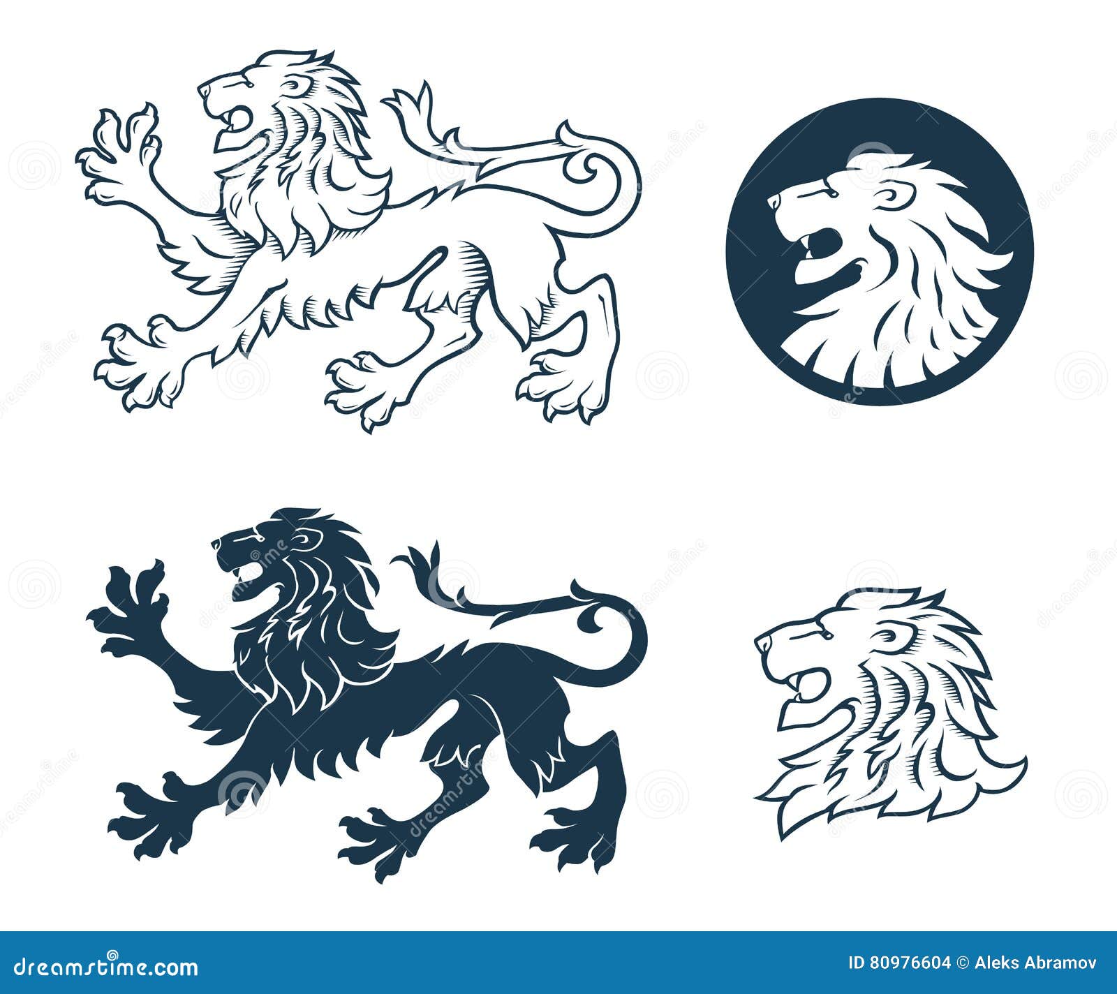 Lion Heraldic Silhouette stock vector. Illustration of emblem - 80976604