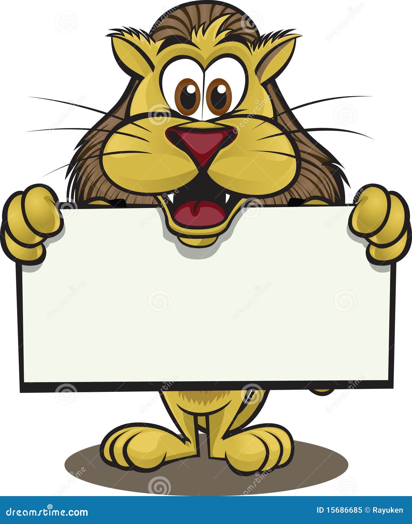 Lion Holding Sign Cartoon Vector | CartoonDealer.com #15686685