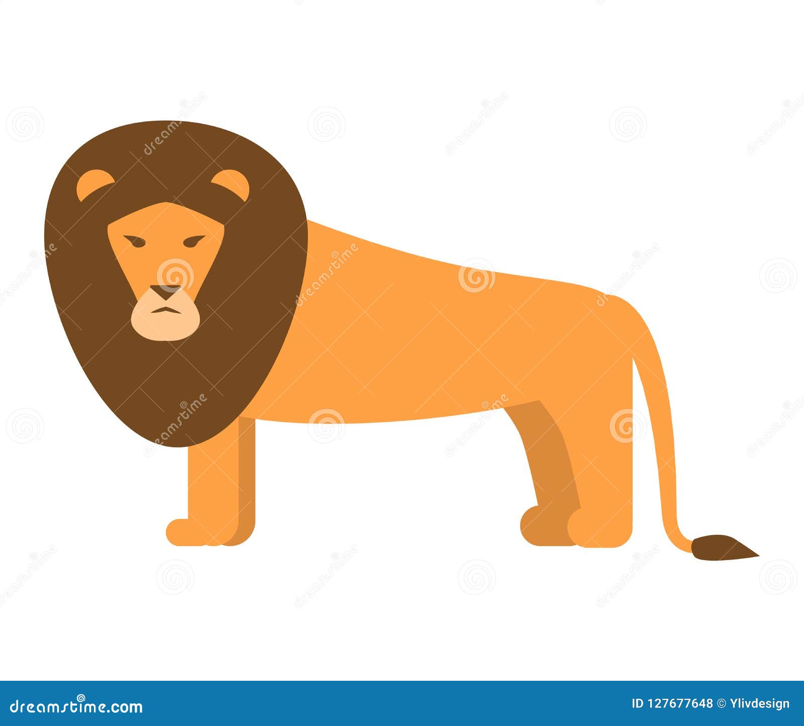 Lion icon, flat style stock vector. Illustration of adorable - 127677648