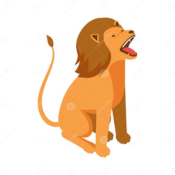 Lion Isometric Illustration Stock Vector - Illustration of tail, cute ...