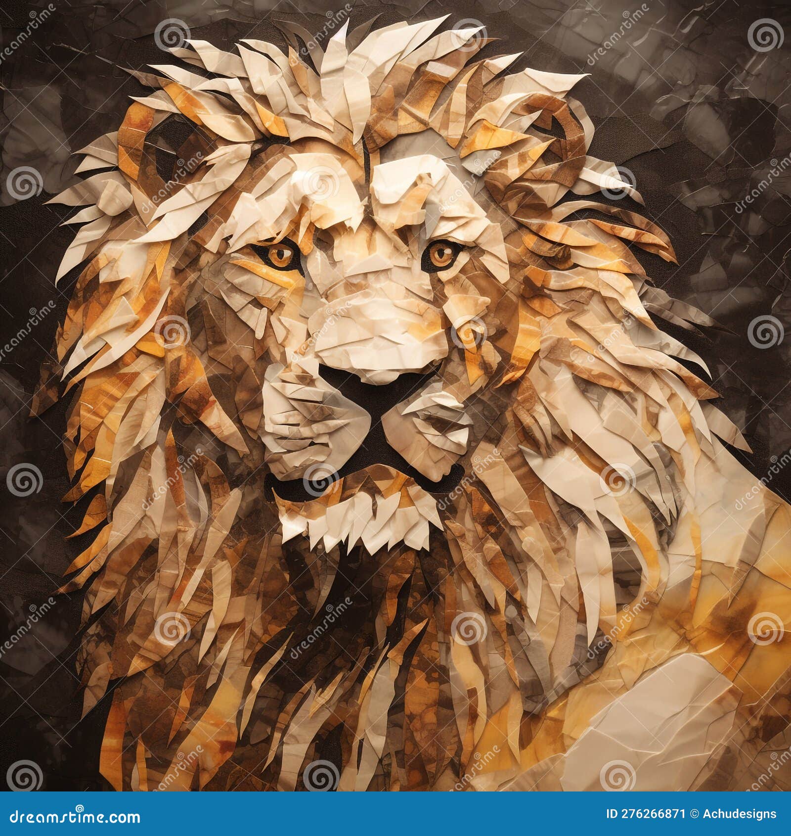A Lion with Its Mane Created Using Layers Stock Illustration ...