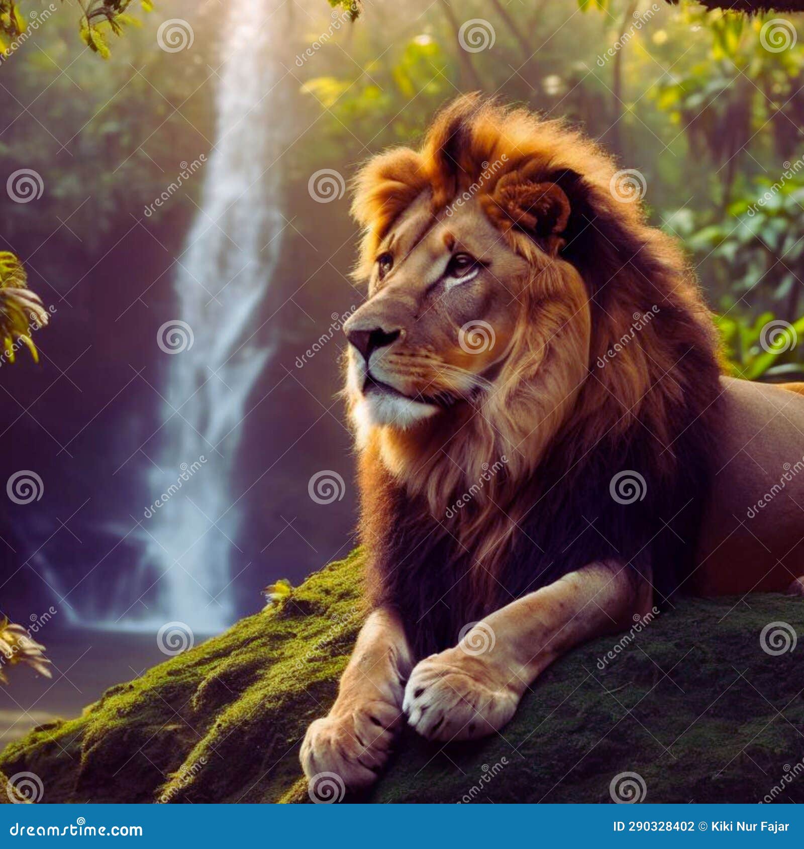 Lion in the jungle1 stock illustration. Illustration of front - 290328402