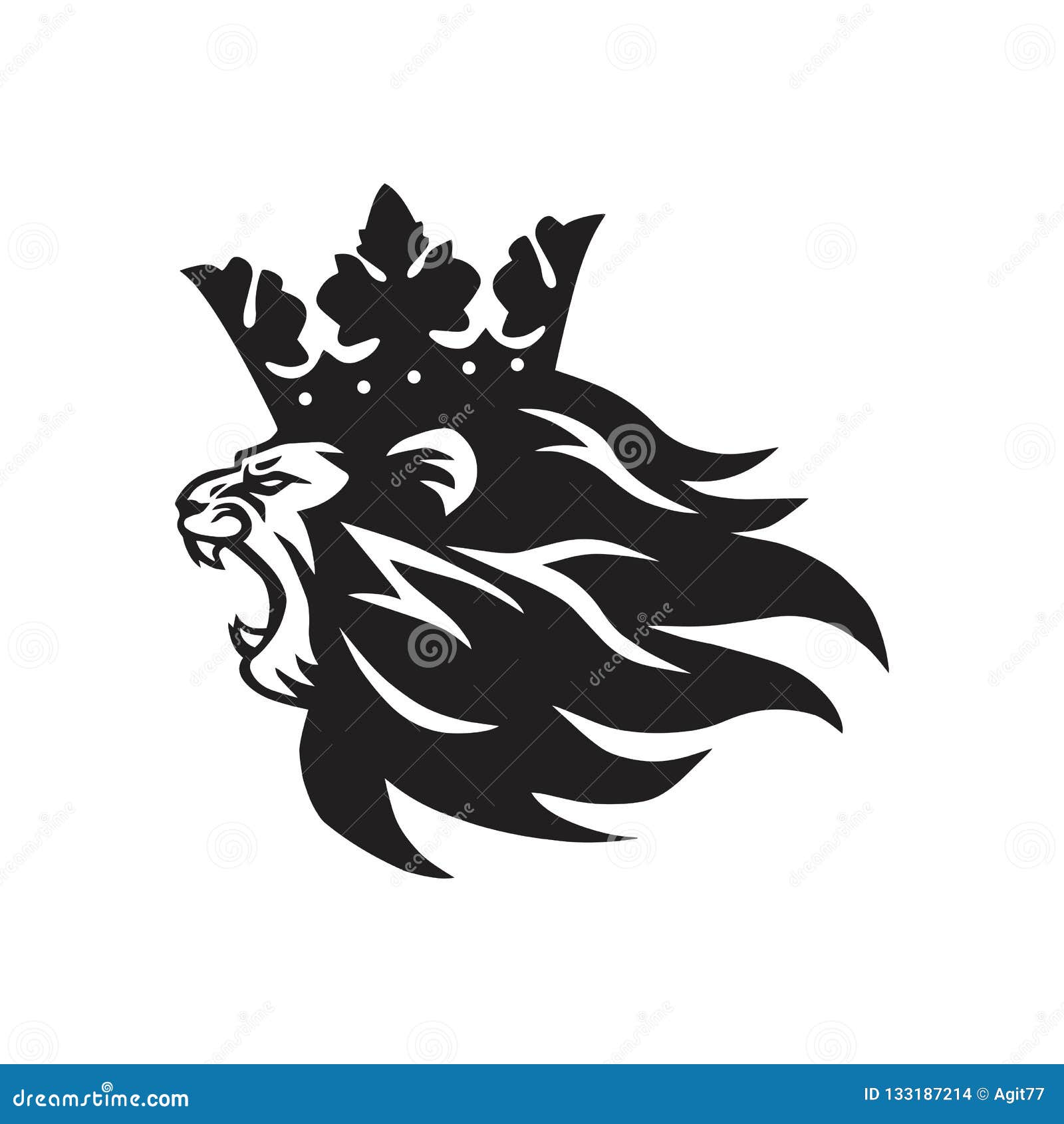 Lion King Mit Krone Logo Mascot Vector Vektor Abbildung - Illustration ...