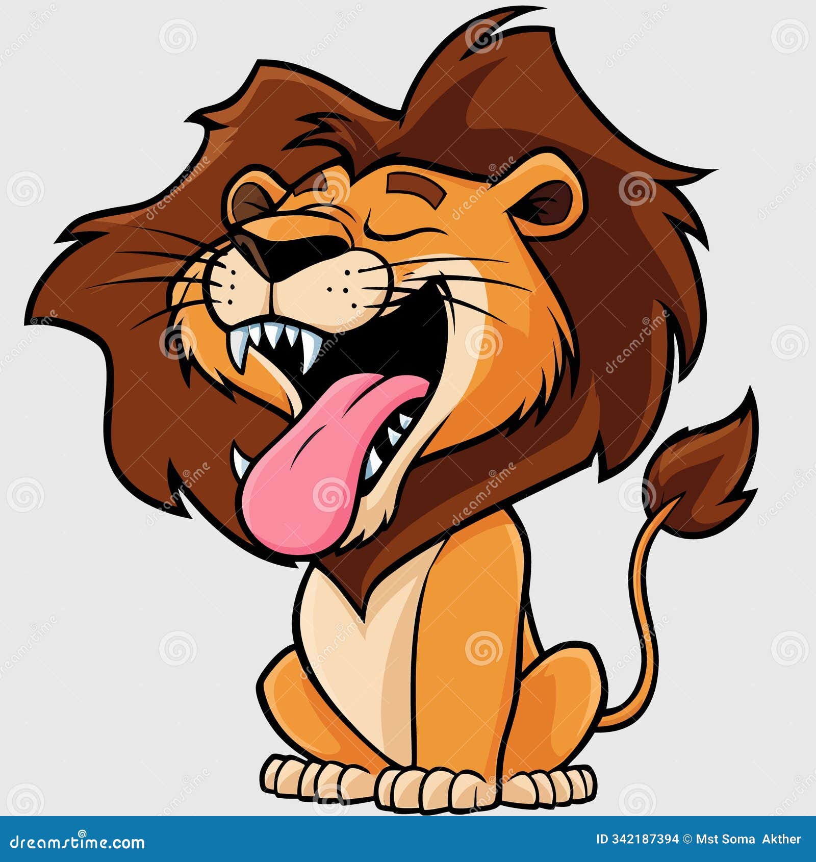 A Lion Lighter Orange-brown Body Background is Plain White, Emphasizing ...