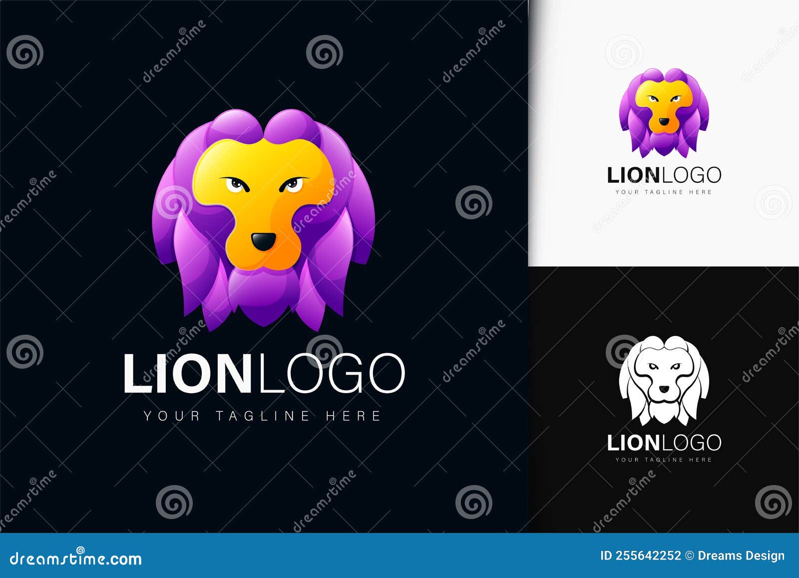 Lion Logo Design with Gradient Stock Vector - Illustration of symbol ...