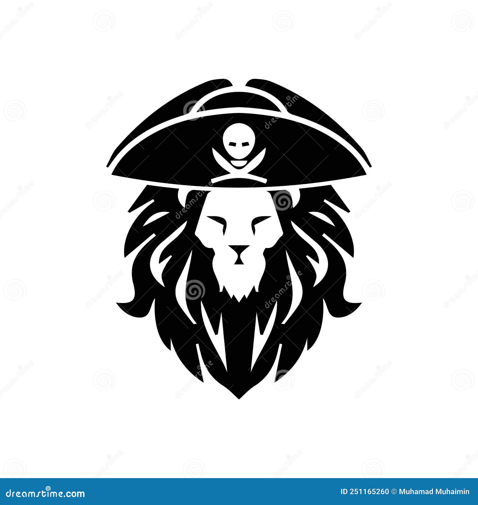 Lion Logo Vector Template with Pirate Hat Stock Vector - Illustration ...
