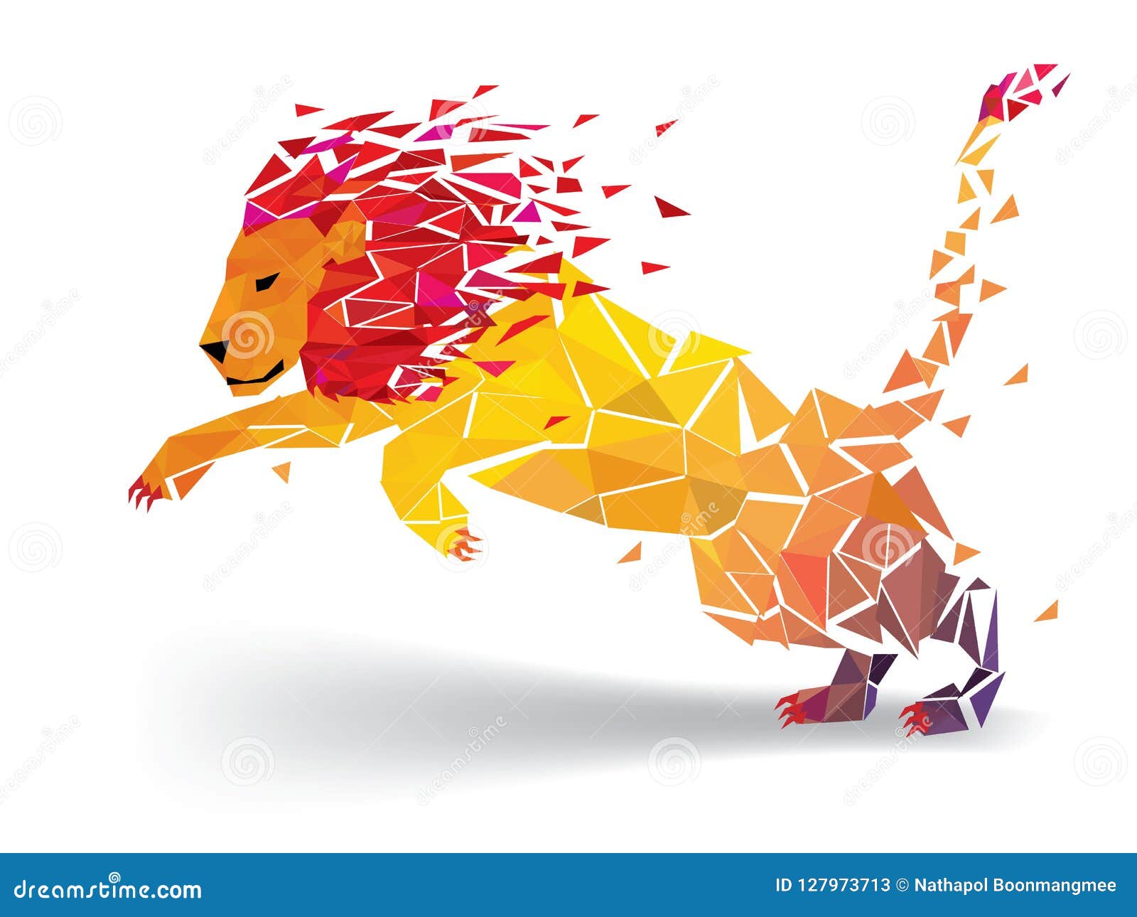 Lion Low Polygon Geometric Pattern Explode - Vector Illustration Stock ...