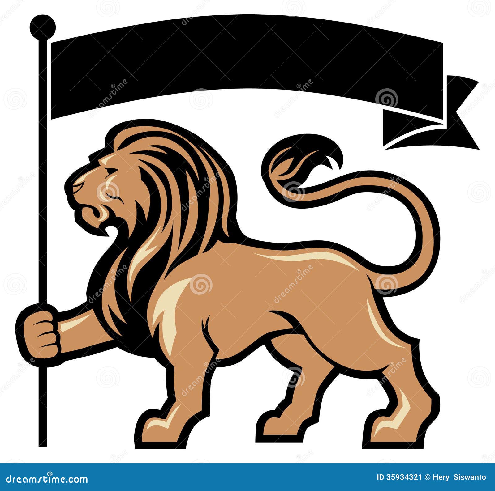 Lion Flag Cartoon Vector | CartoonDealer.com #47879251