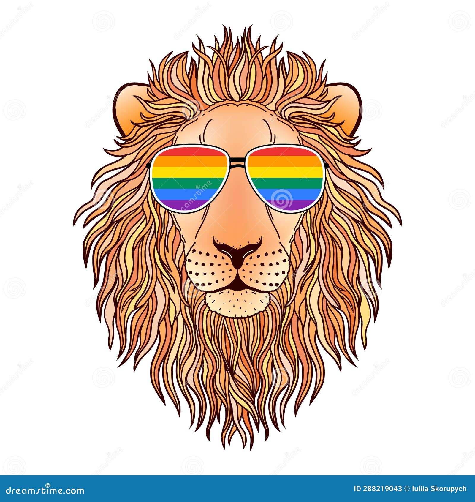 Lion Muzzle with Sunglasses Stock Vector - Illustration of eyeglasses ...