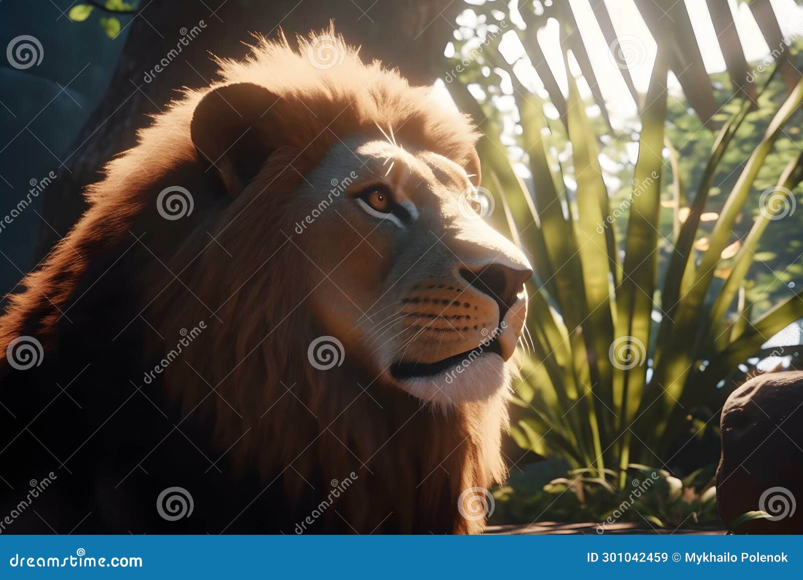 Lion in Nature in the Reserve. Neural Network AI Generated Stock ...