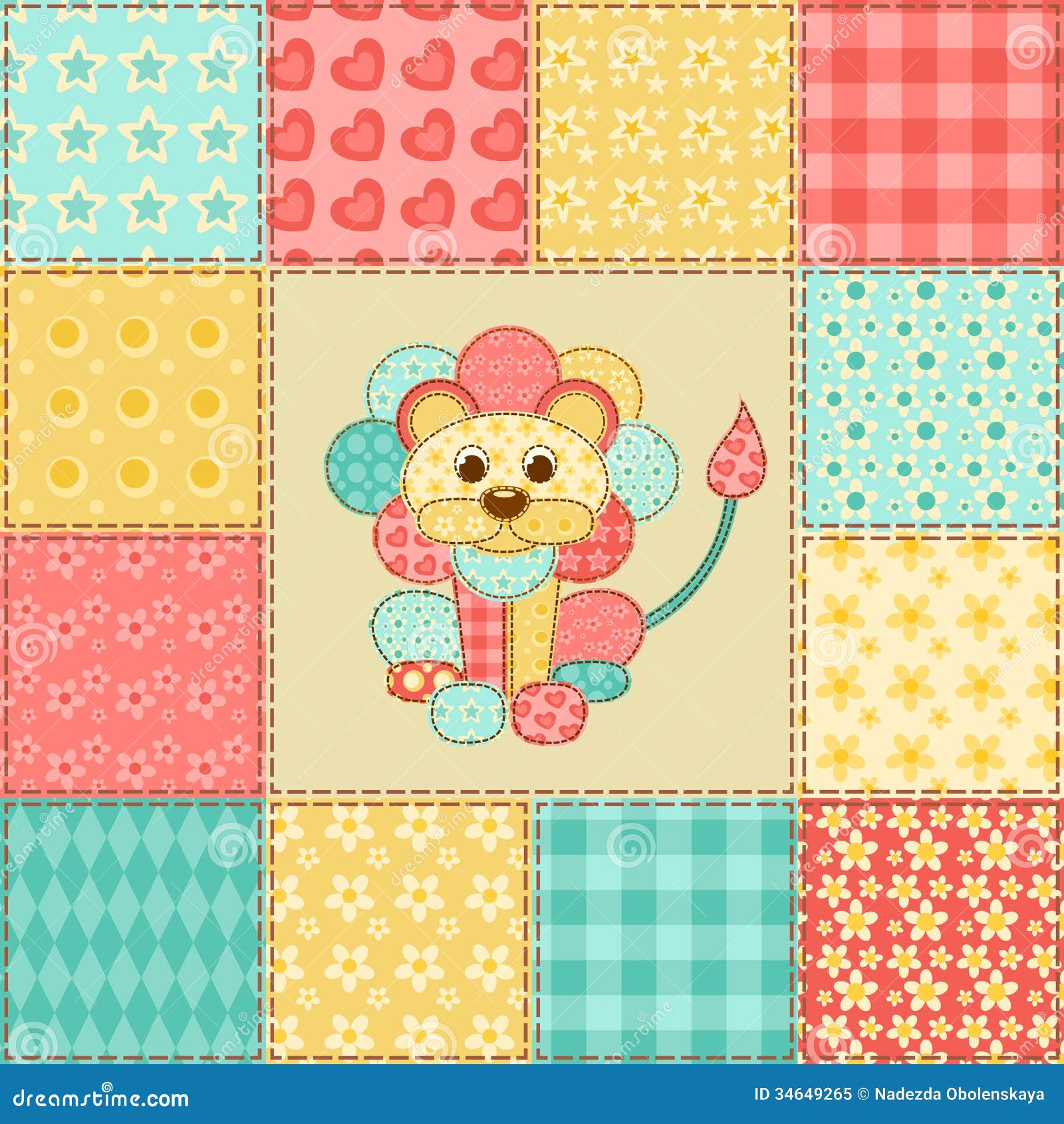 Lion Patchwork Pattern Stock Illustrations – 28 Lion Patchwork Pattern ...