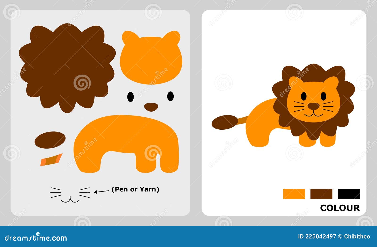 Lion Pattern for Paper or Felt Crafts. Vector Illustration Stock Vector ...