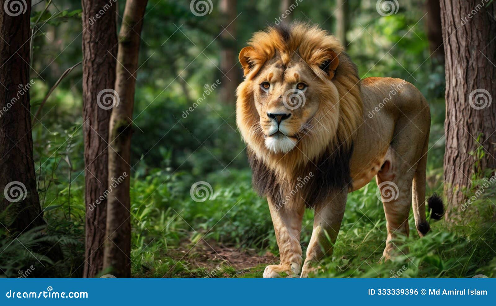 A Lion’s Bold Encounter Scene Stock Illustration - Illustration of ...