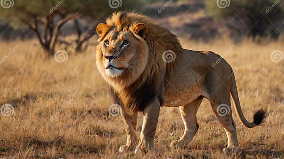 Roaring Confidence: the Lion S Bold Stance Stock Illustration ...