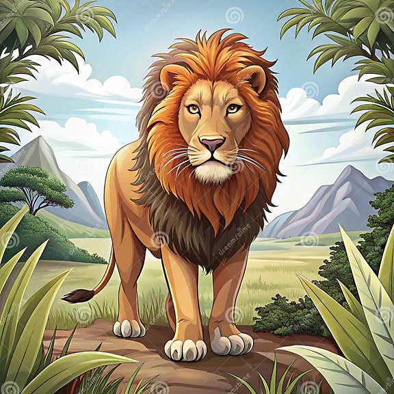 Lion stand up picture stock illustration. Illustration of mammal ...