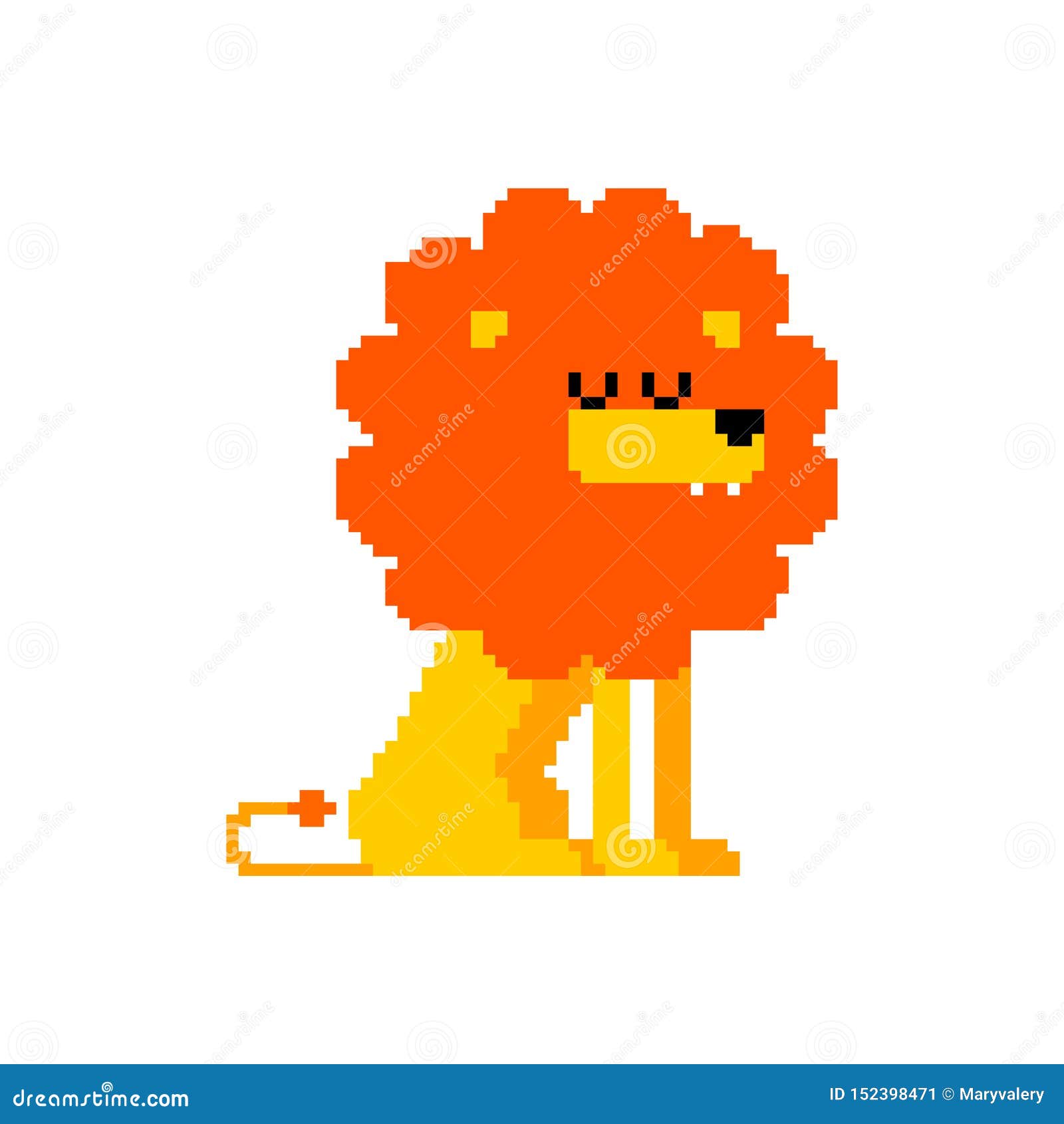 Lion Pixel Art. Cute Leo 8 Bit Vector Illustration Stock Vector ...