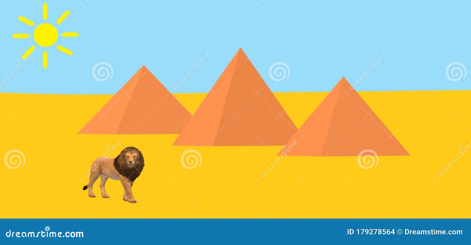 Lion at pyramids in egypt stock illustration. Illustration of africa ...