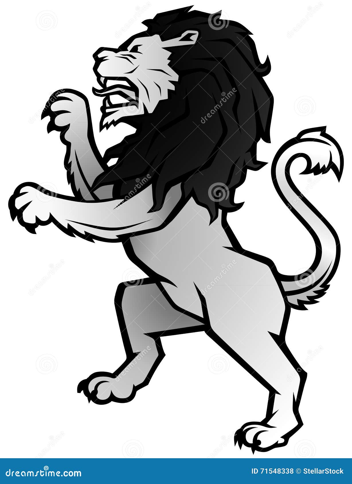 The Lion Rampant stock vector. Image of lion, black, mammal - 71548338