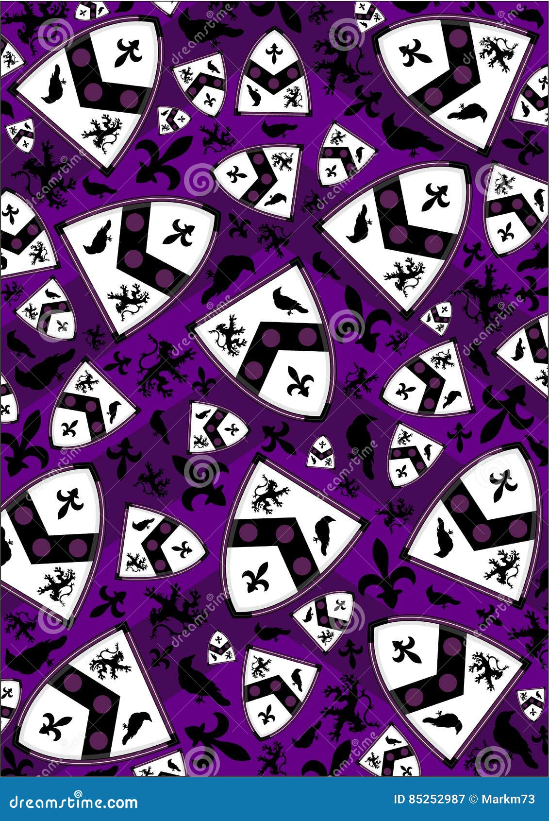 Lion and Raven Shield Pattern Stock Vector - Illustration of armour ...