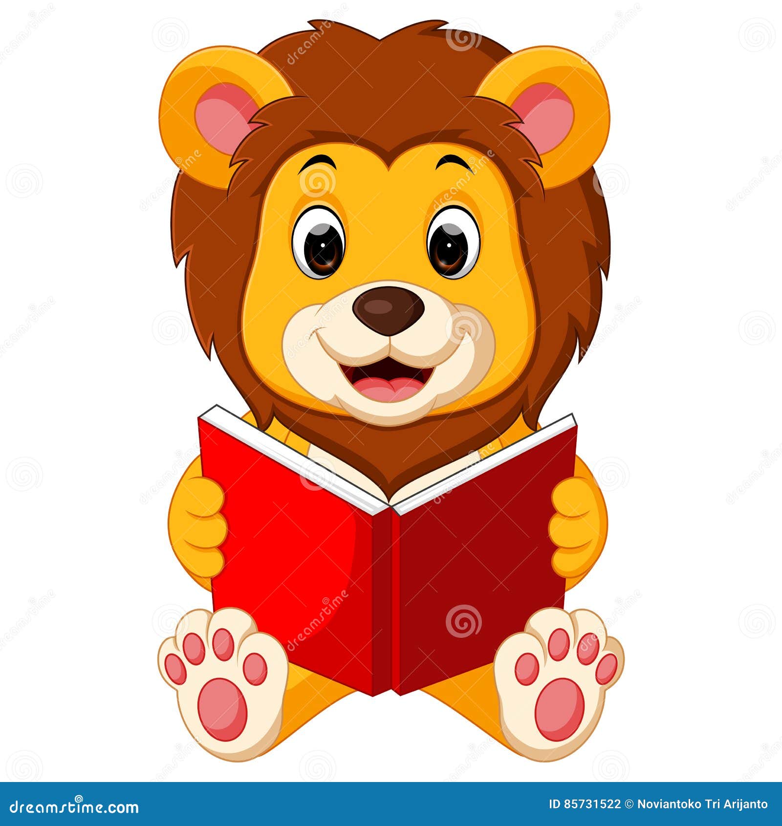 Lion reading book stock vector. Illustration of cute - 85731522