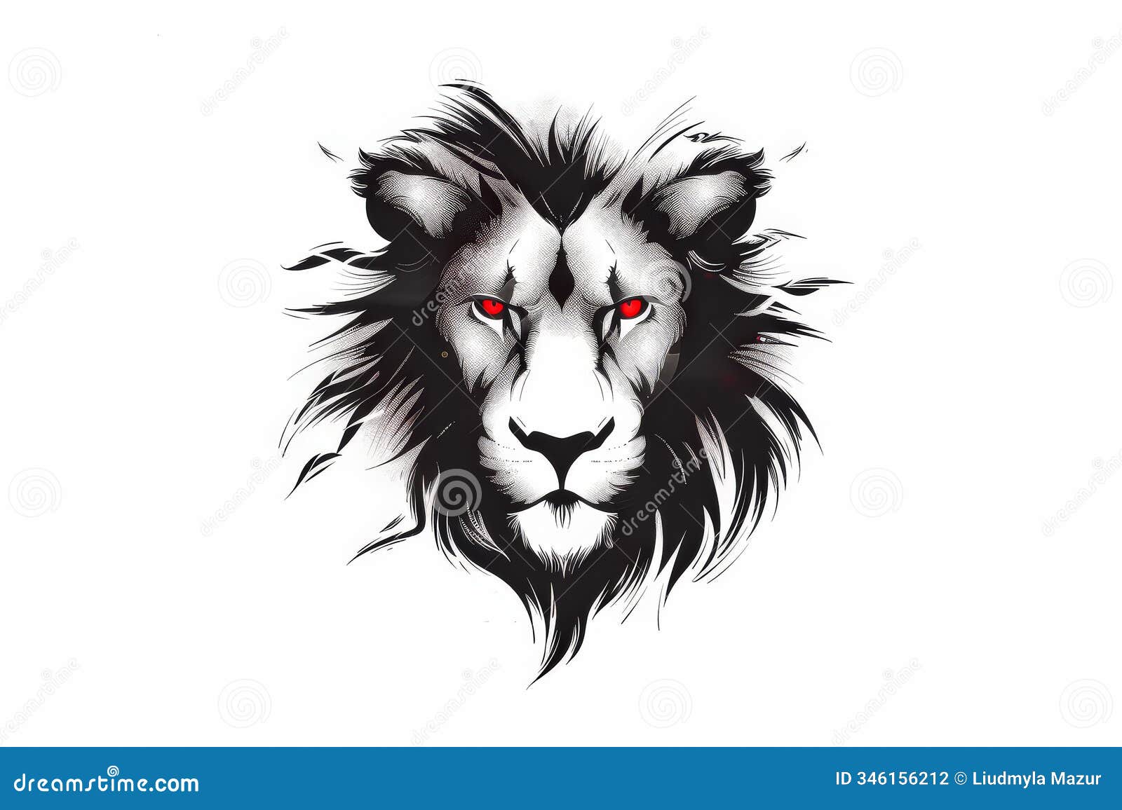Lion with Red Eyes and a Red Stripe on Its Face Stock Photo - Image of ...