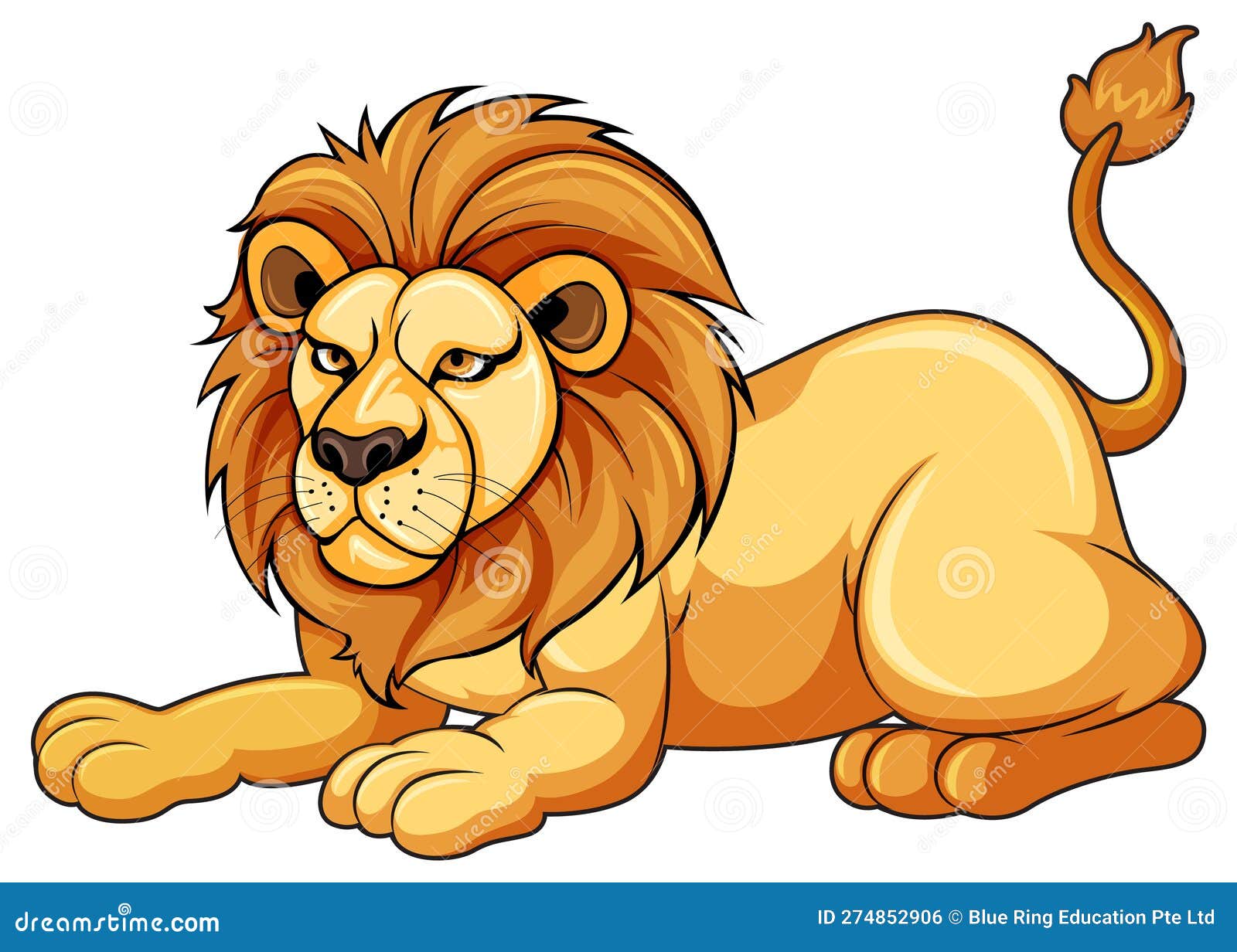 Lion resting on the ground stock vector. Illustration of drawing ...