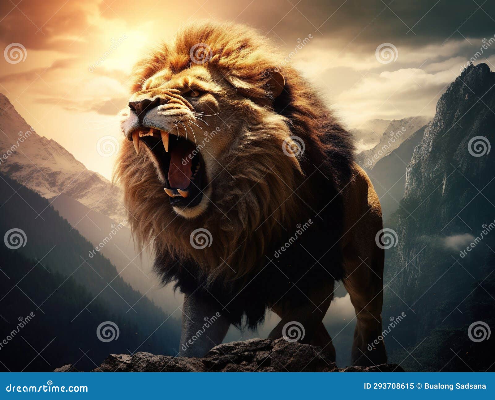 Ai Generated Illustration Wildlife Concept of Lion Roar Stock ...