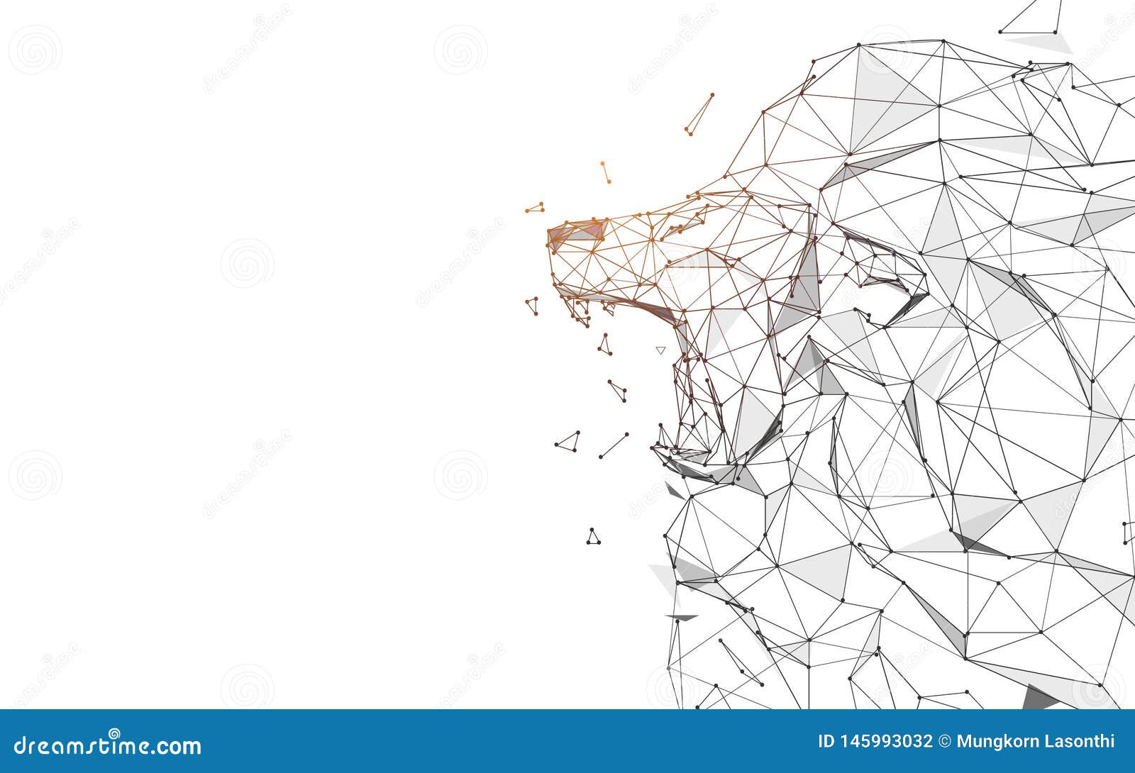 Lion Roaring from Lines, Triangles and Particle Style Design Stock ...