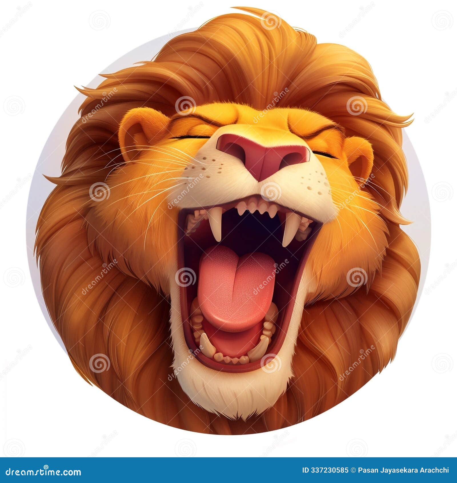 Lion Roaring with a Smiley Face Stock Illustration - Illustration of ...